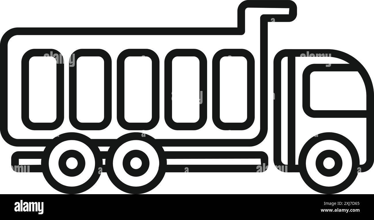 Simple line drawing of a tipper truck delivering building materials on ...