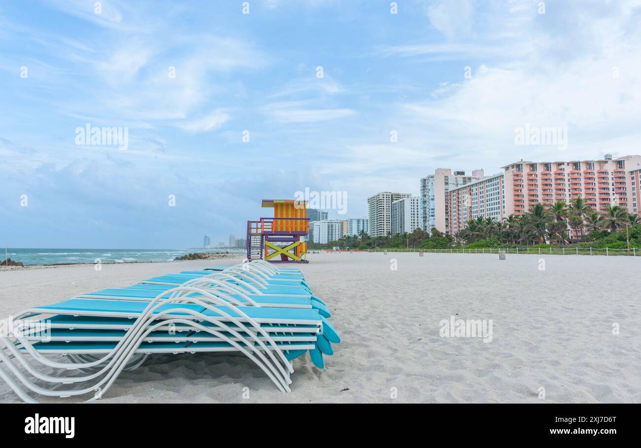 Miami Florida America - June 27 2012;Miami Beach colourful lifeguard ...