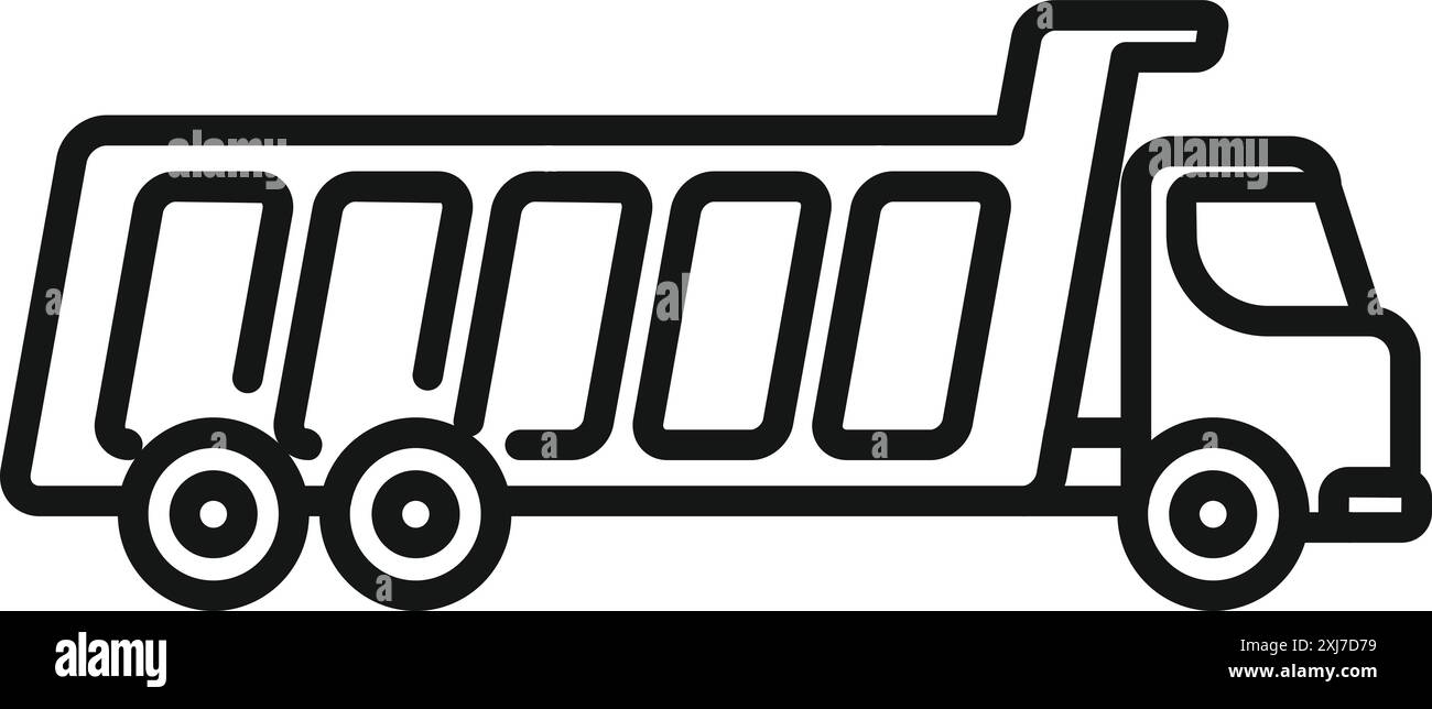 Simple line drawing of a dump truck moving earth on a construction site ...