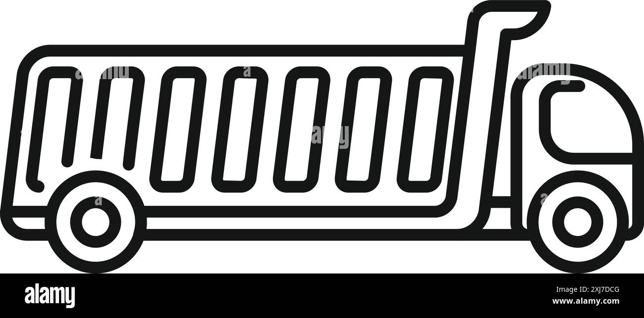 Simple line drawing of a dump truck delivering cargo at a construction ...