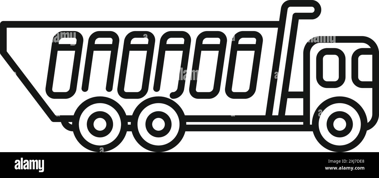 Simple line drawing of a dump truck transporting building materials ...
