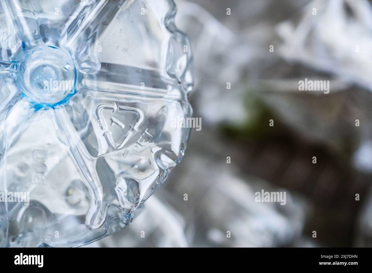 recycling sign on polyethylene terephthalate plastic bottle Stock Photo ...