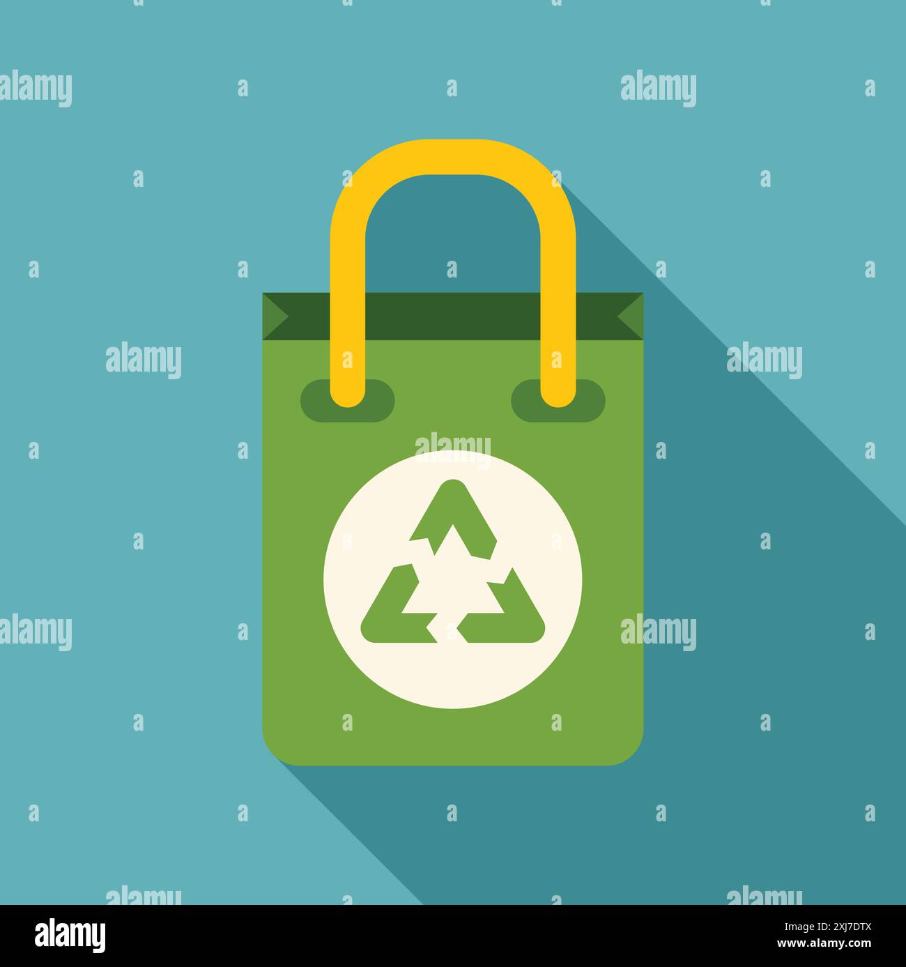 Green shopping bag showing recycling symbol promoting environmental awareness through ...