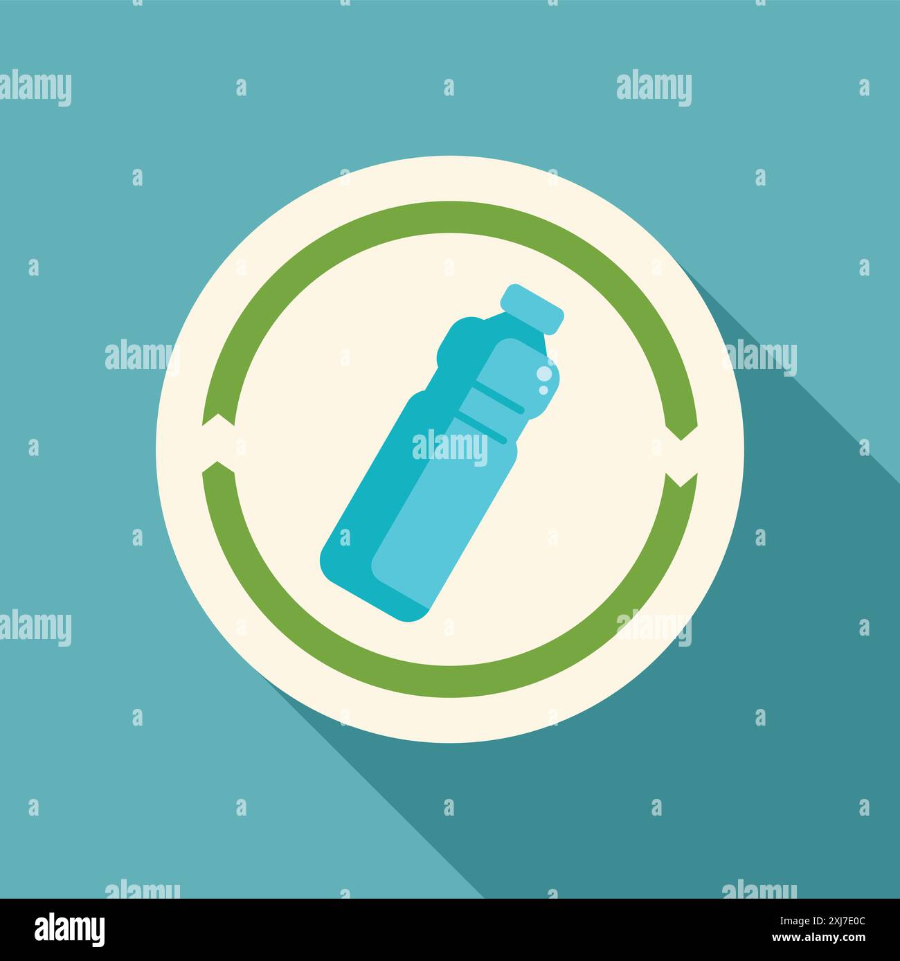 Round recycling symbol with a plastic bottle inside, promoting ...