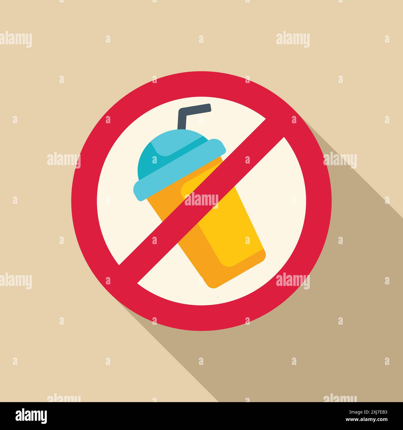 Red circle with a diagonal line through it indicating that drinks are ...