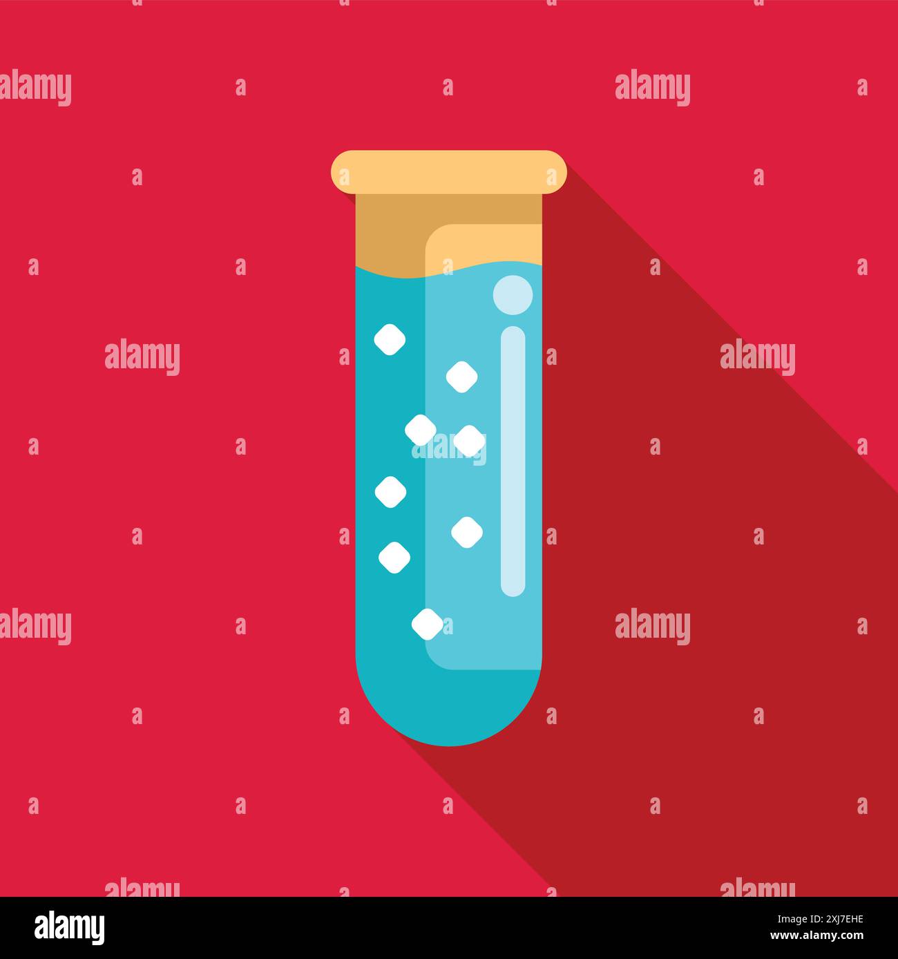 Single laboratory glass test tube containing blue chemical liquid ...