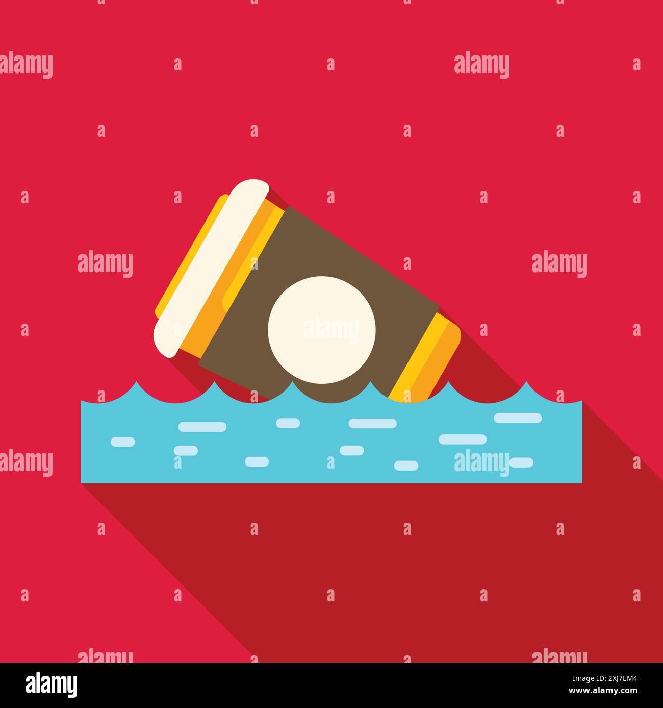 Disposable coffee cup floating in the ocean, highlighting the issue of ...