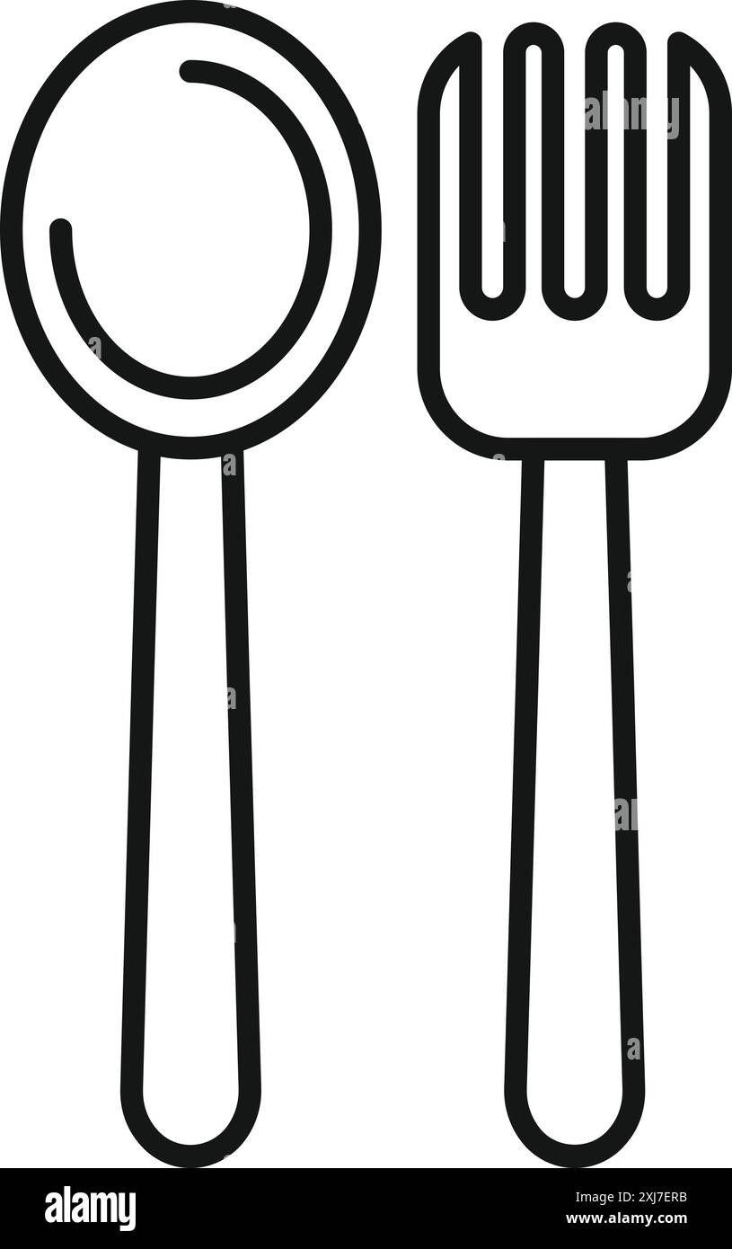 Simple line drawing of eating utensils representing a fork and spoon ...