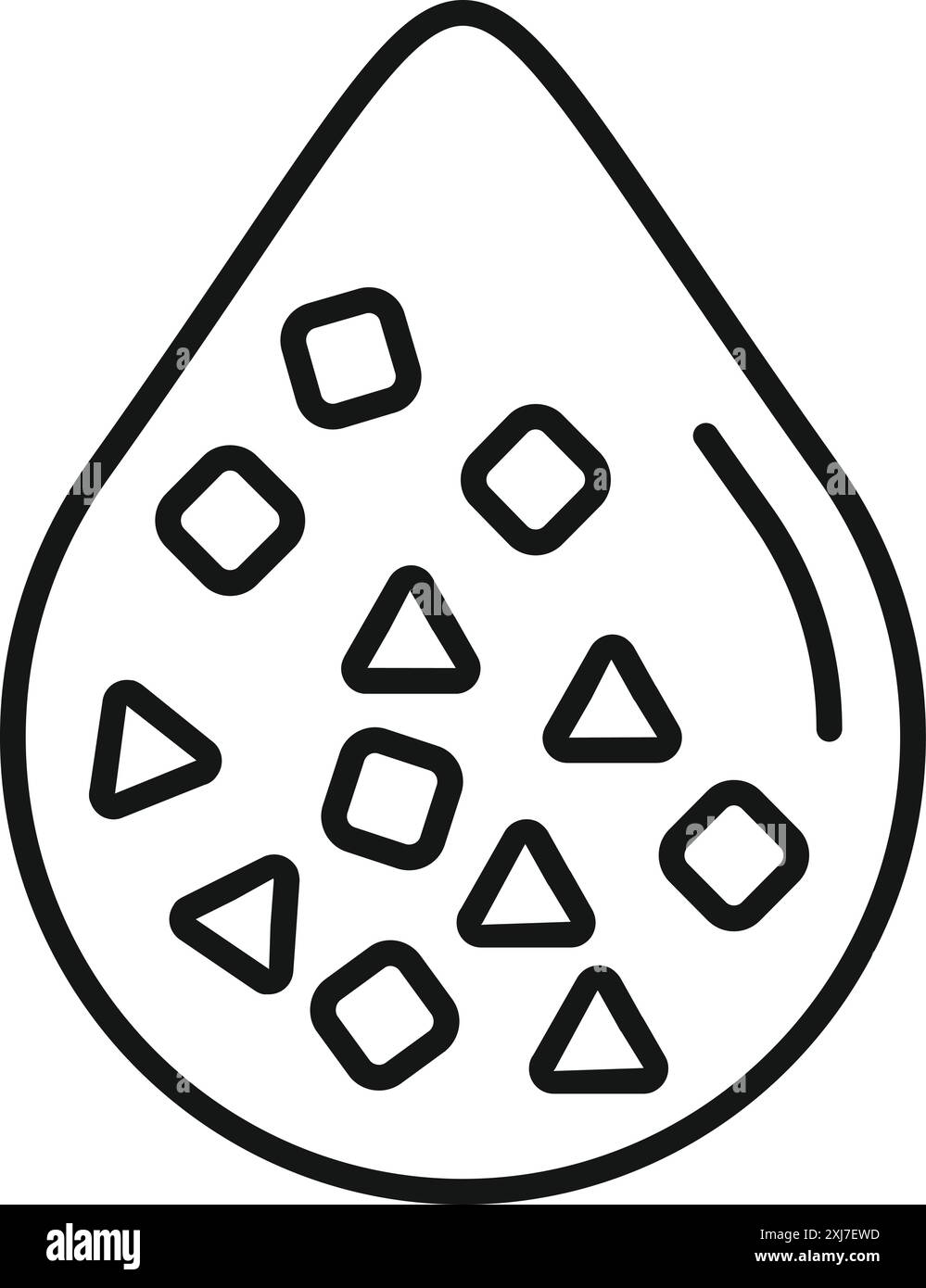 Line icon of a water drop with square and triangle shaped molecules ...