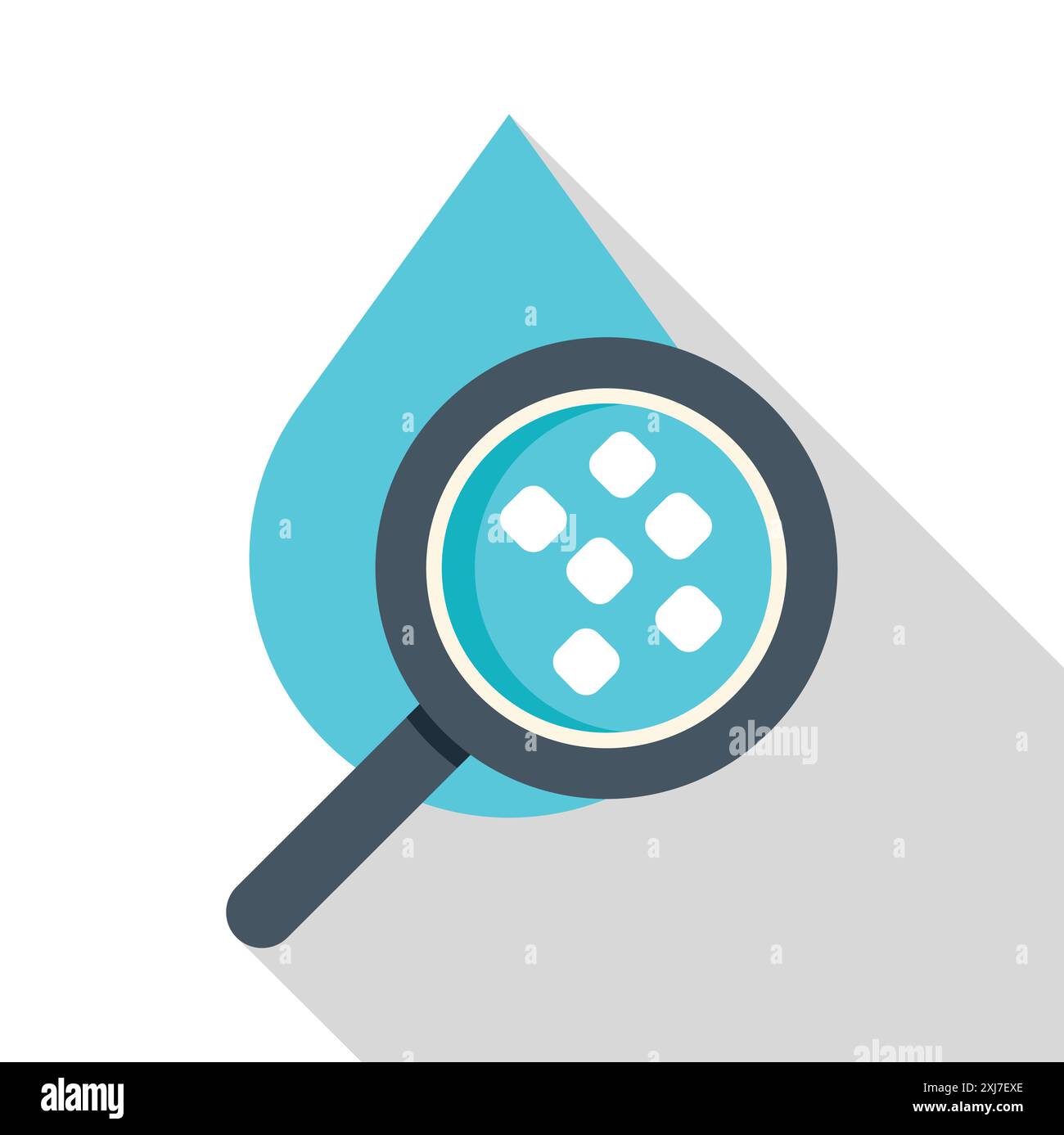 Magnifying glass examining water purity with digital pixels inside a ...