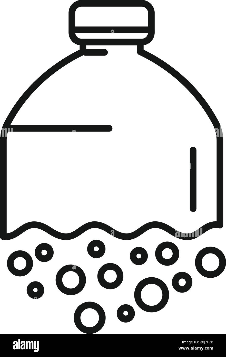 Line drawing of a plastic bottle pouring water with bubbles Stock ...
