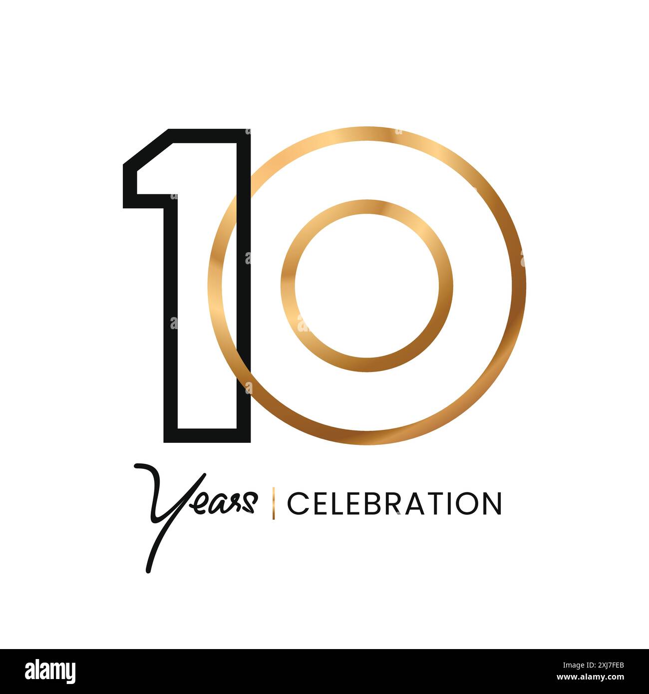 10 years Celebration minimalist line Gold logo abstract Design ...