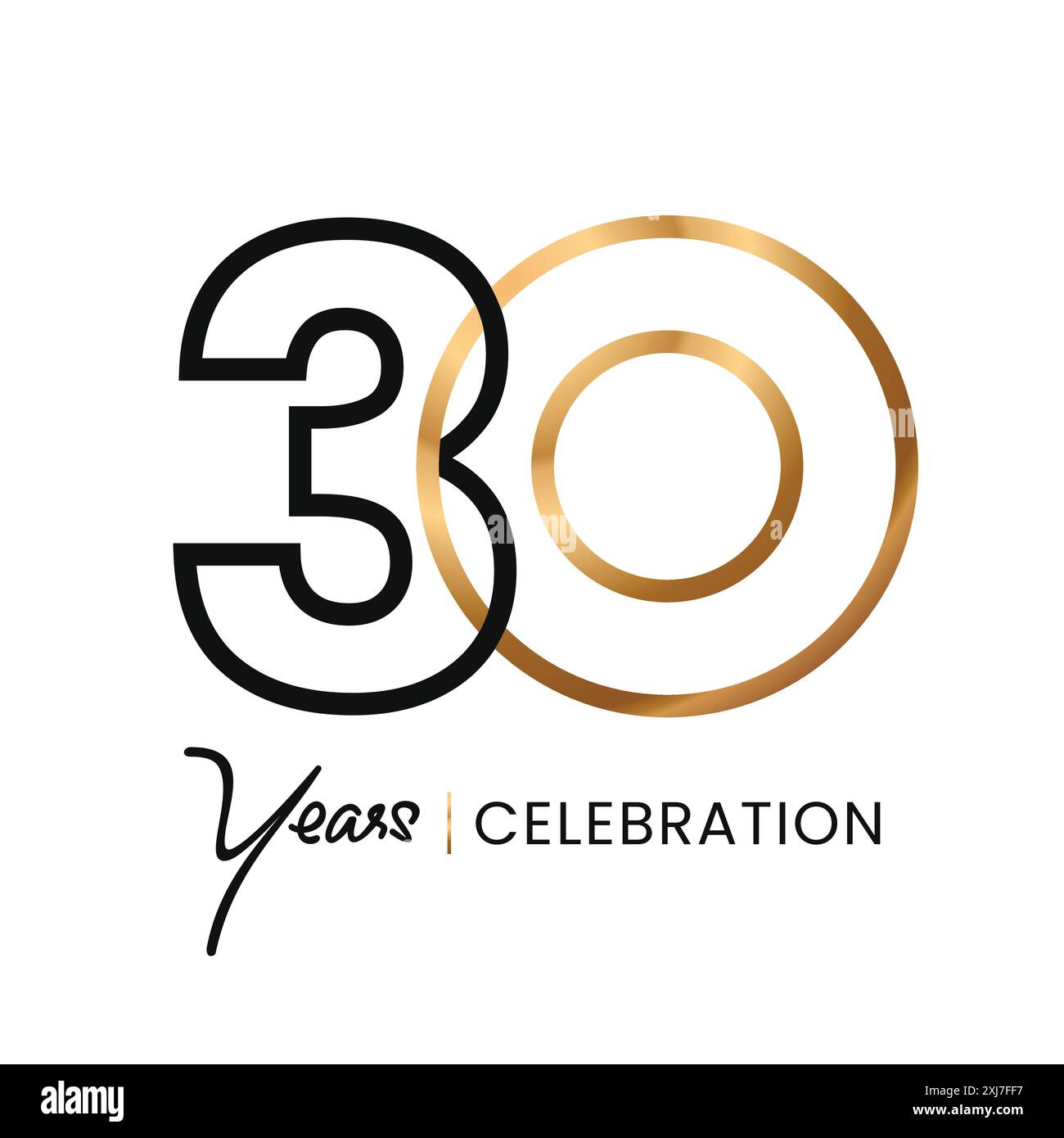30 years Celebration minimalist line Gold logo abstract Design ...