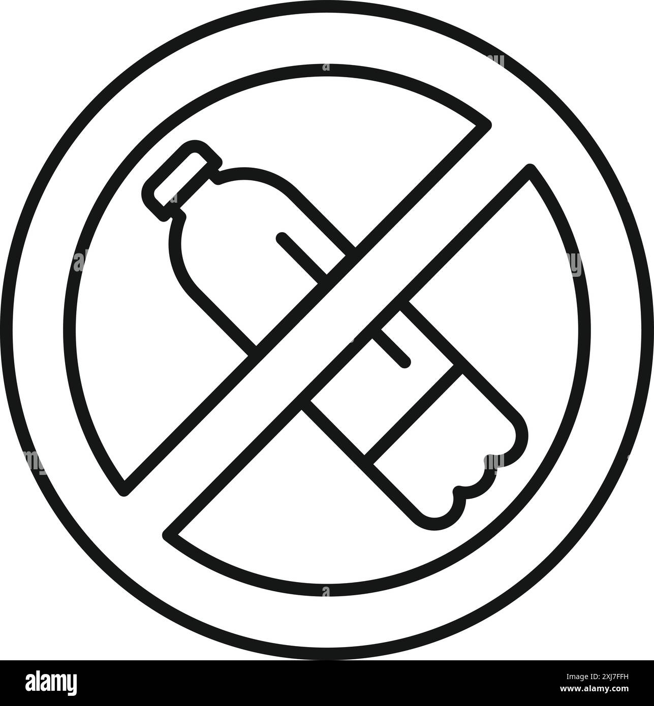 Sign prohibiting plastic bottles to raise awareness about pollution ...