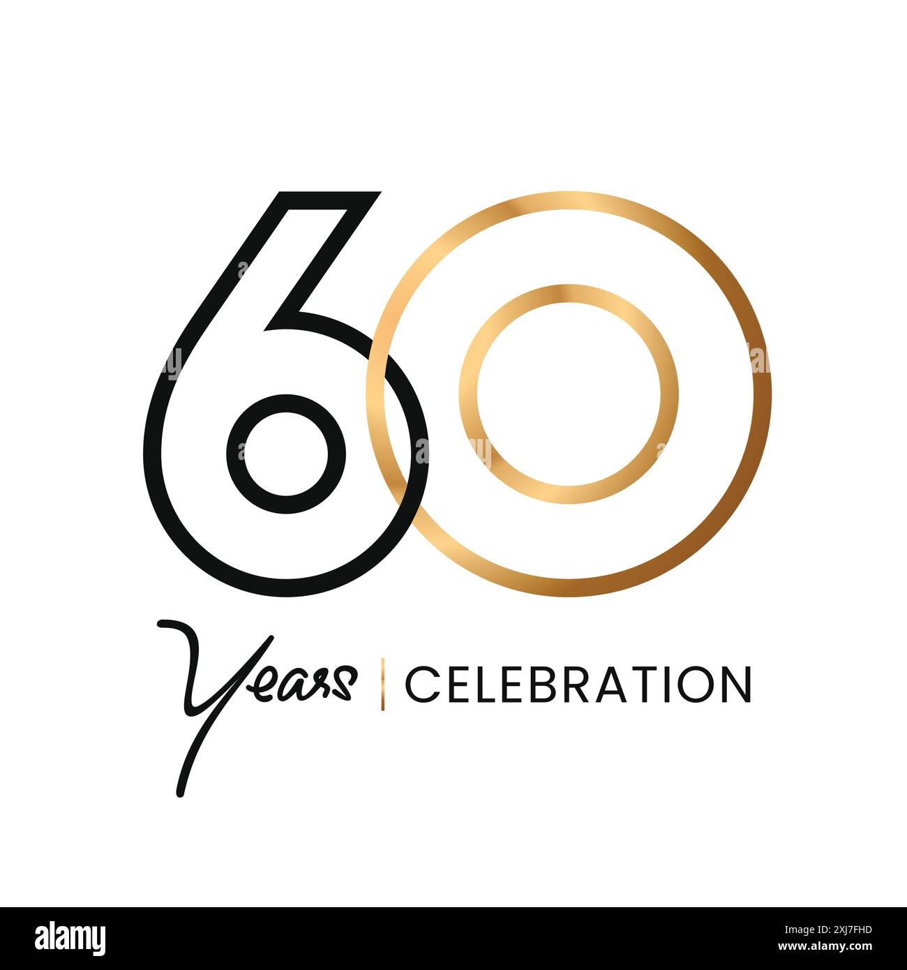 60 years Celebration minimalist line Gold logo abstract Design ...
