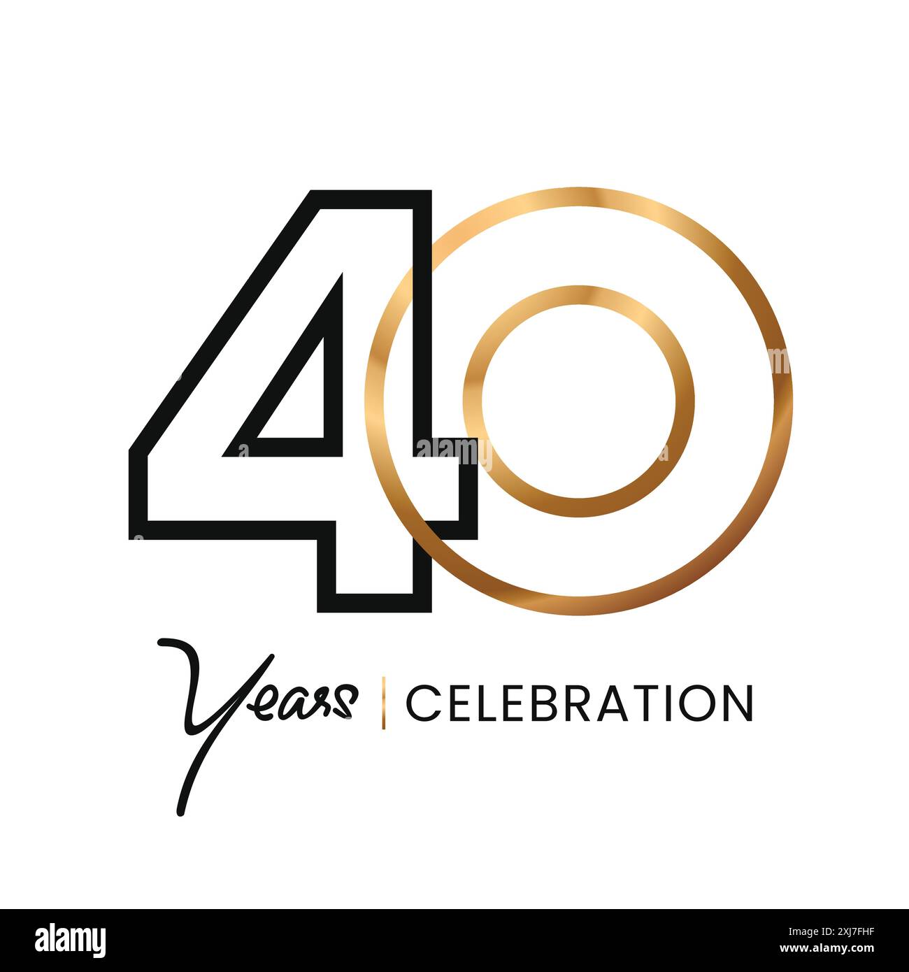 40 years Celebration minimalist line Gold logo abstract Design ...