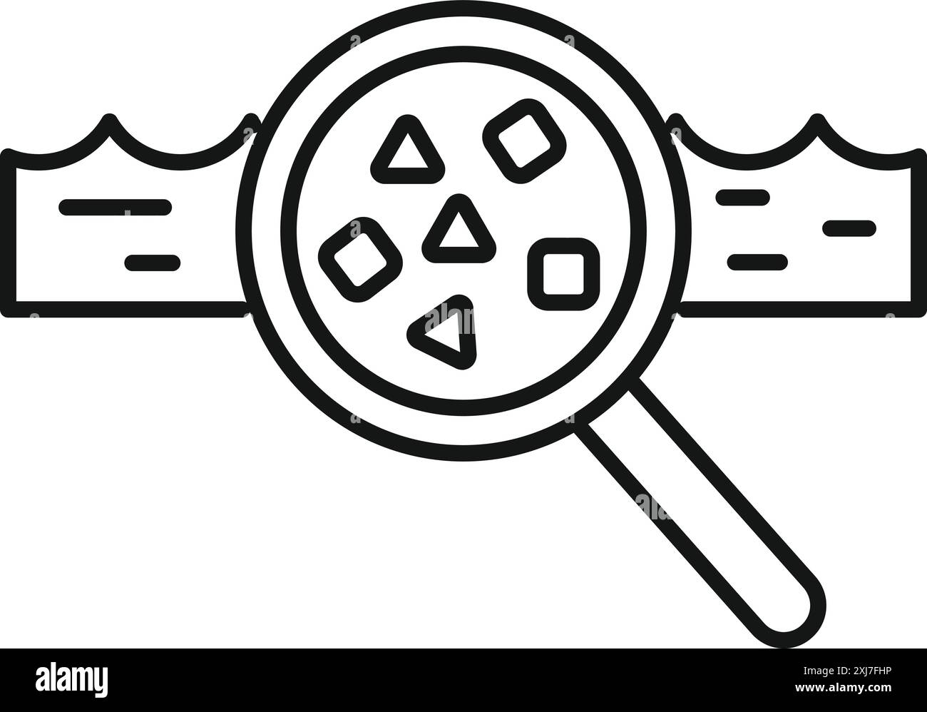 Magnifying glass analyzing sea pollution, searching for a solution to ...