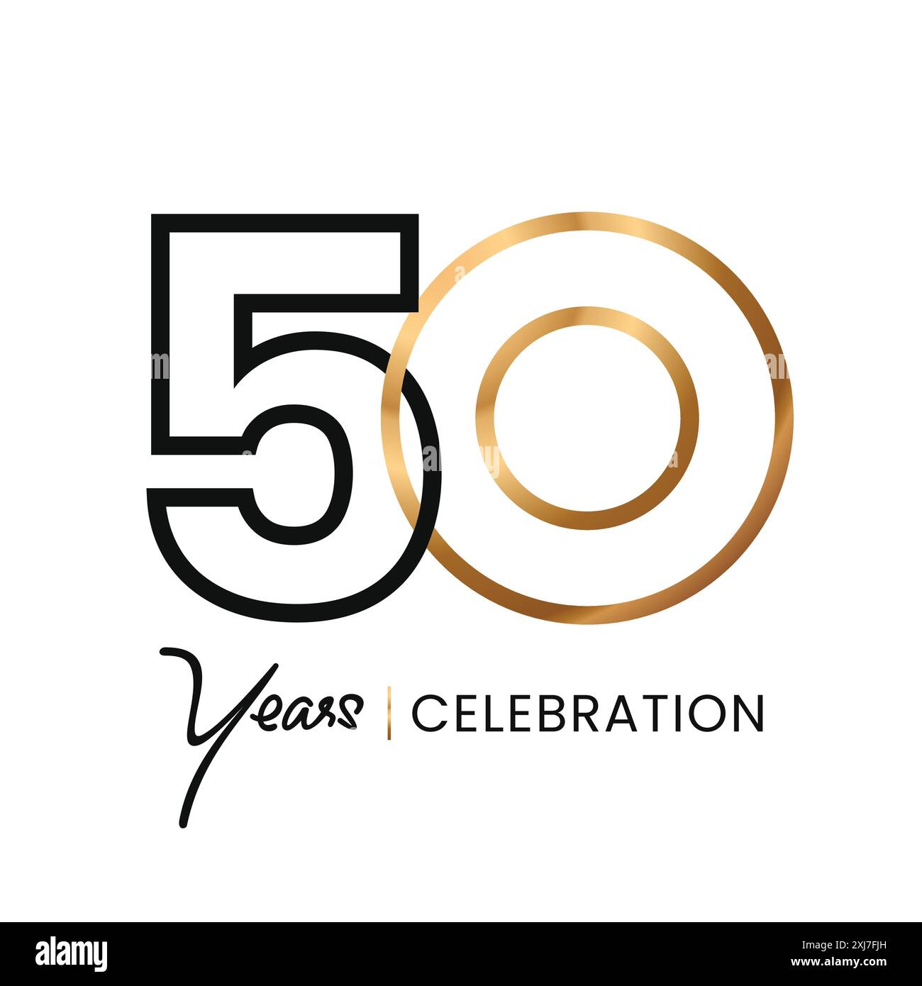 50 years Celebration minimalist line Gold logo abstract Design ...