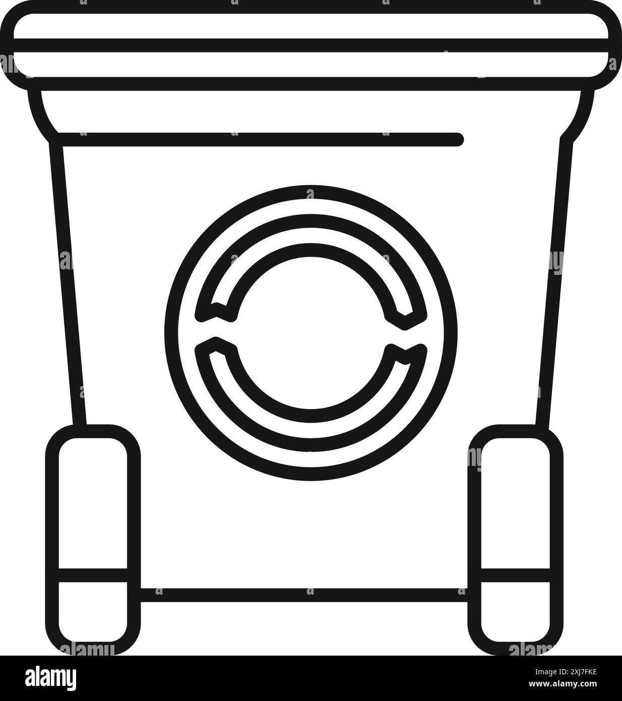 Line art icon of a recycling bin on wheels, representing waste ...