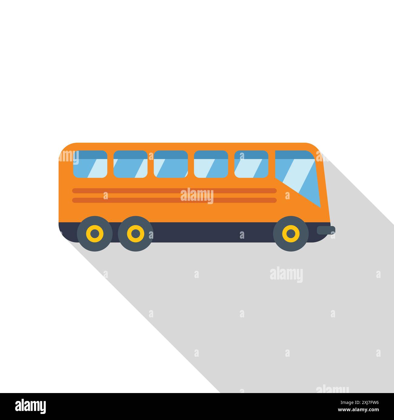 Orange passenger bus driving on a white background, public transport ...