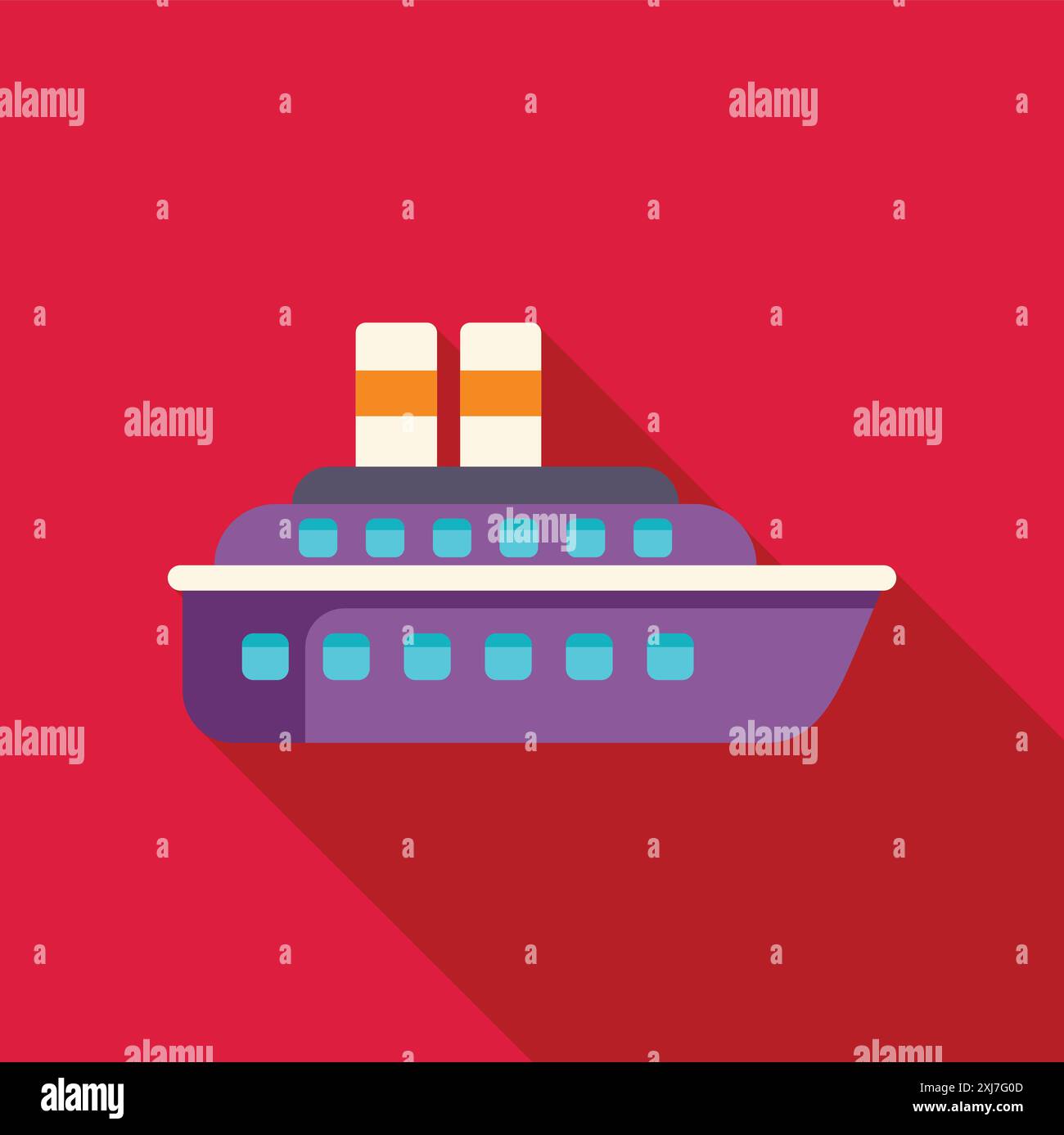 Purple and white cruise ship sailing across a large body of water Stock ...