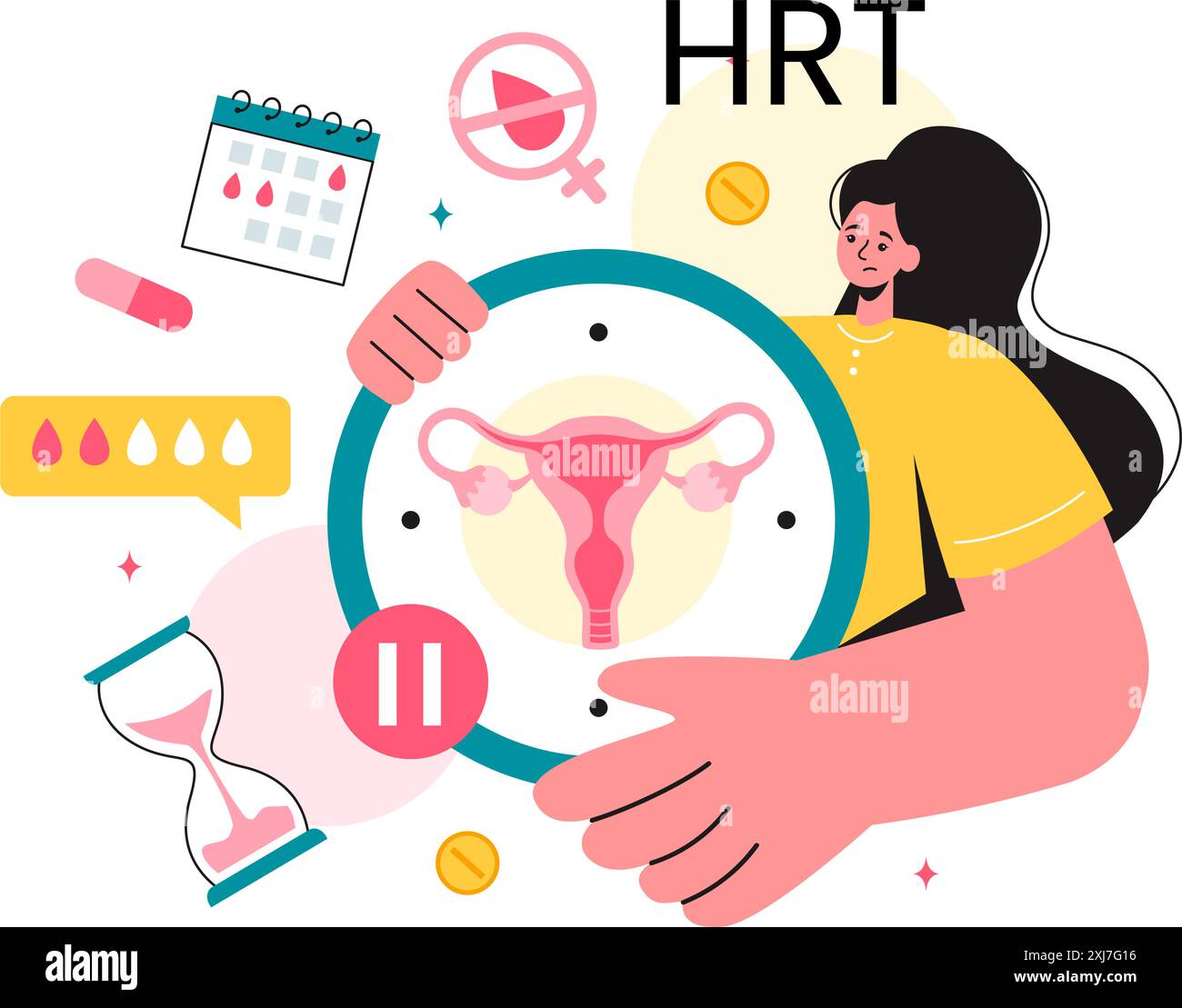Hrt Or Hormone Replacement Therapy Acronym Vector Illustration With