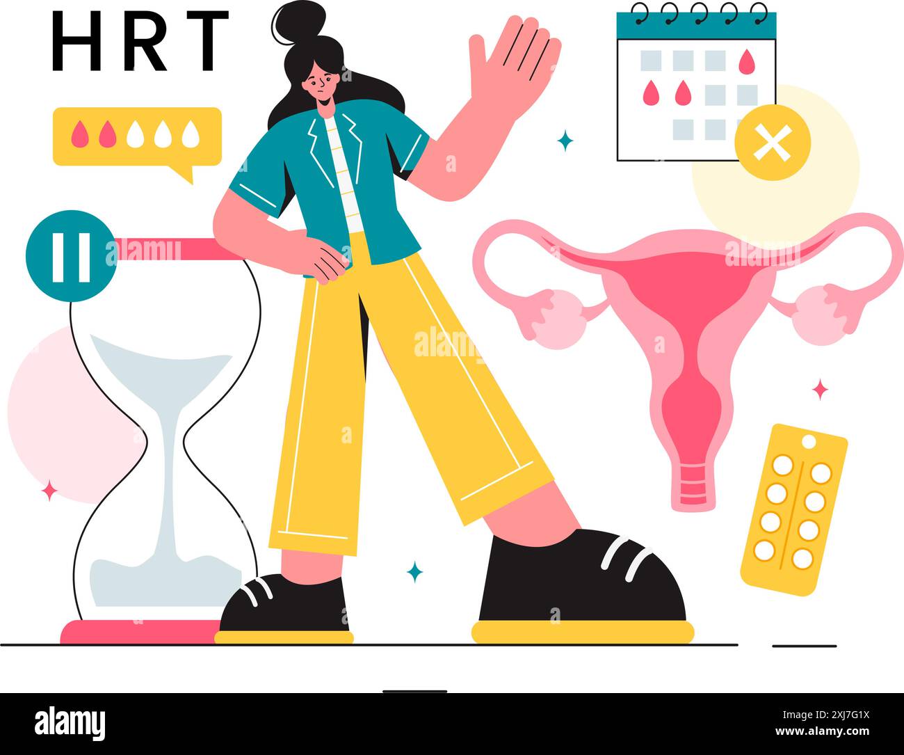Hrt Or Hormone Replacement Therapy Acronym Vector Illustration With