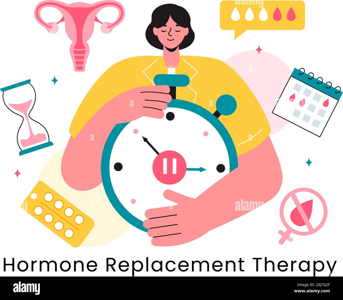 Hrt Or Hormone Replacement Therapy Acronym Vector Illustration With