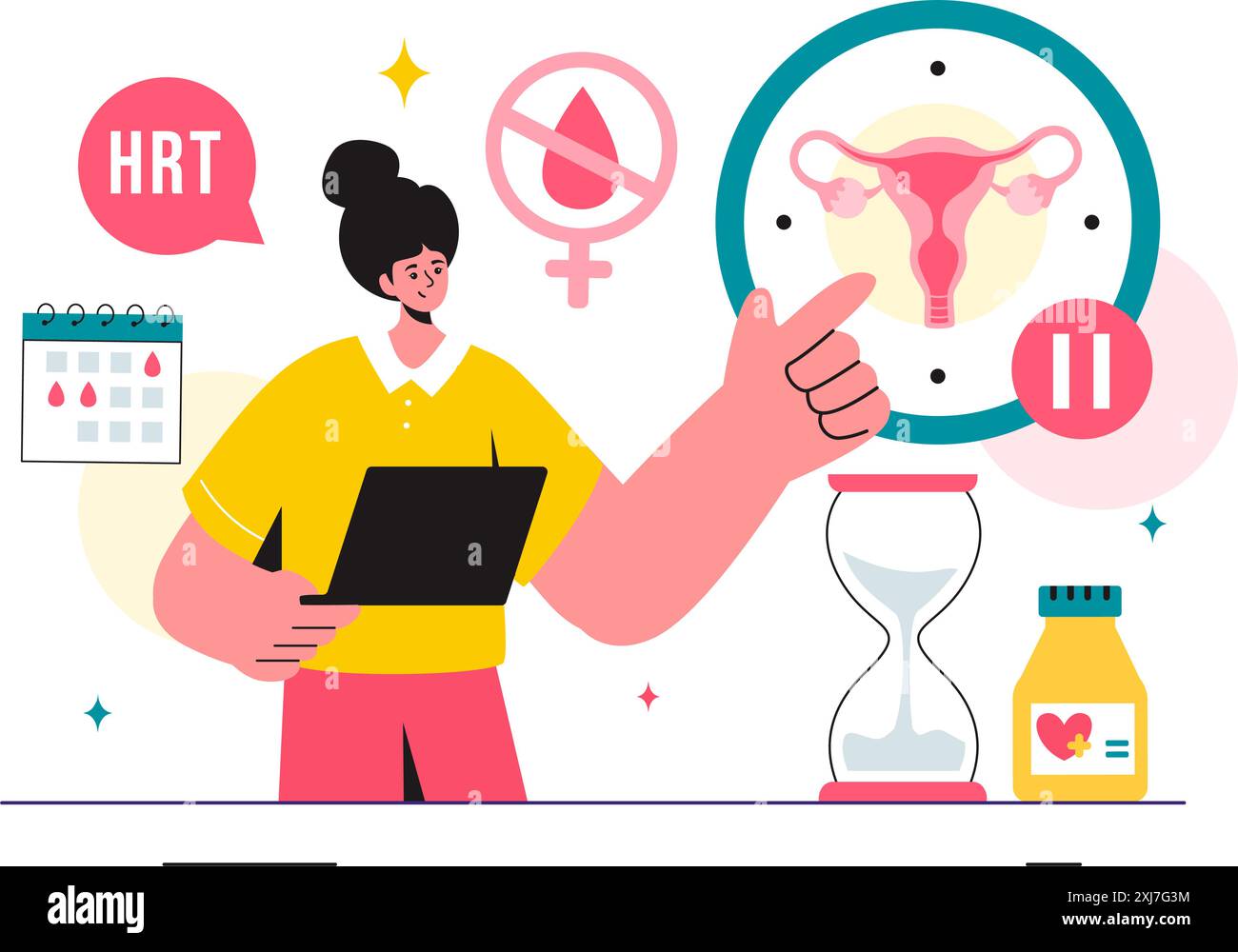 Hrt Or Hormone Replacement Therapy Acronym Vector Illustration With