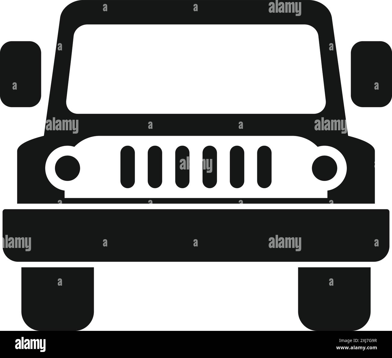 Black off road car front view standing out, simple style Stock Vector ...