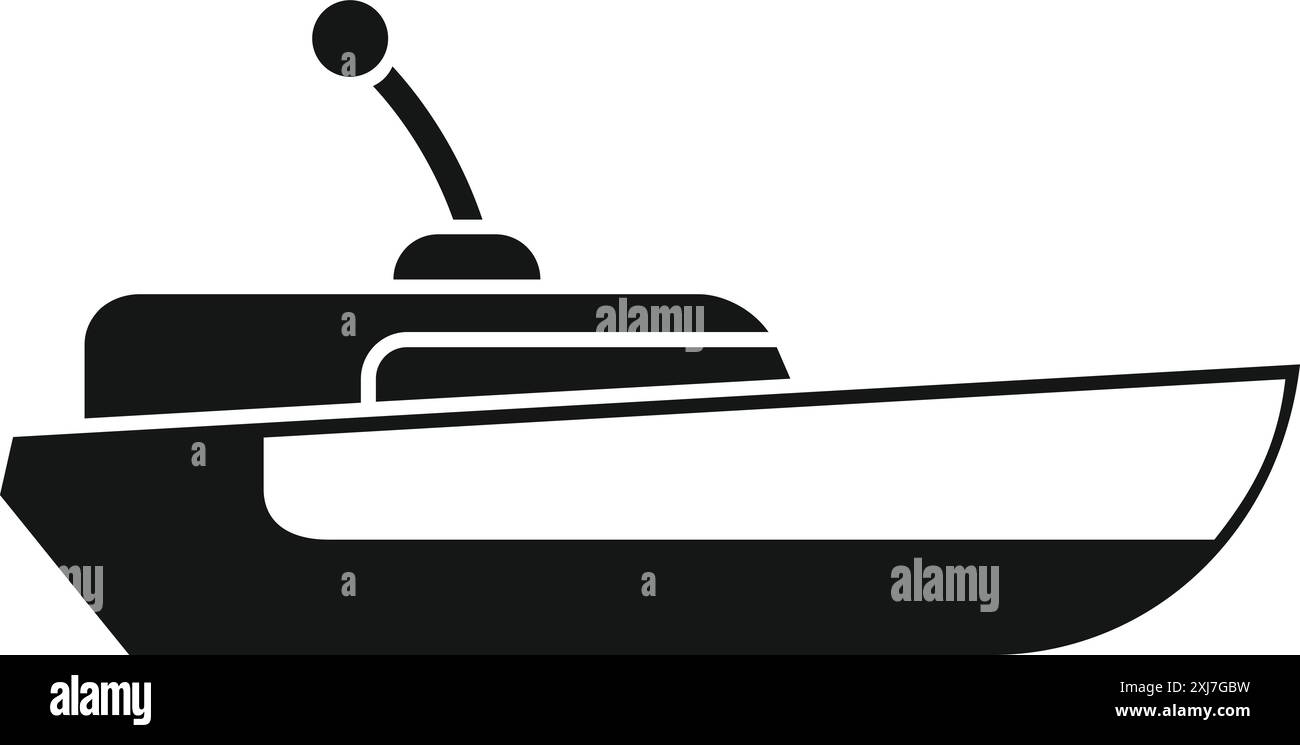 Black and white silhouette of a motor yacht sailing on the water Stock ...