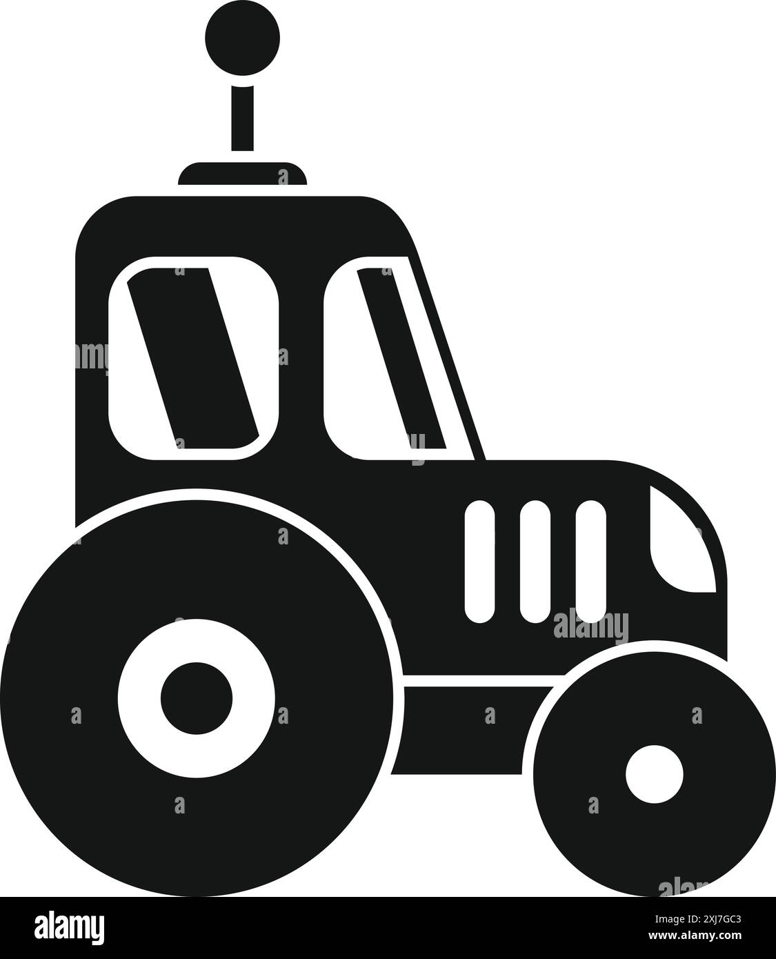 Black simple icon of a smart farm tractor with an antenna, using modern ...