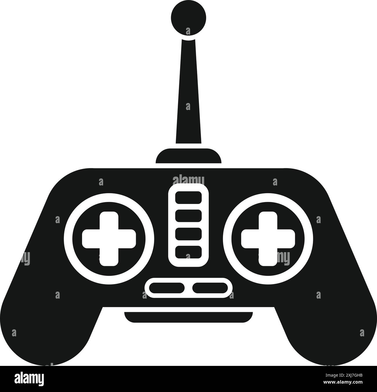 Black silhouette of a drone remote control with joysticks and an ...