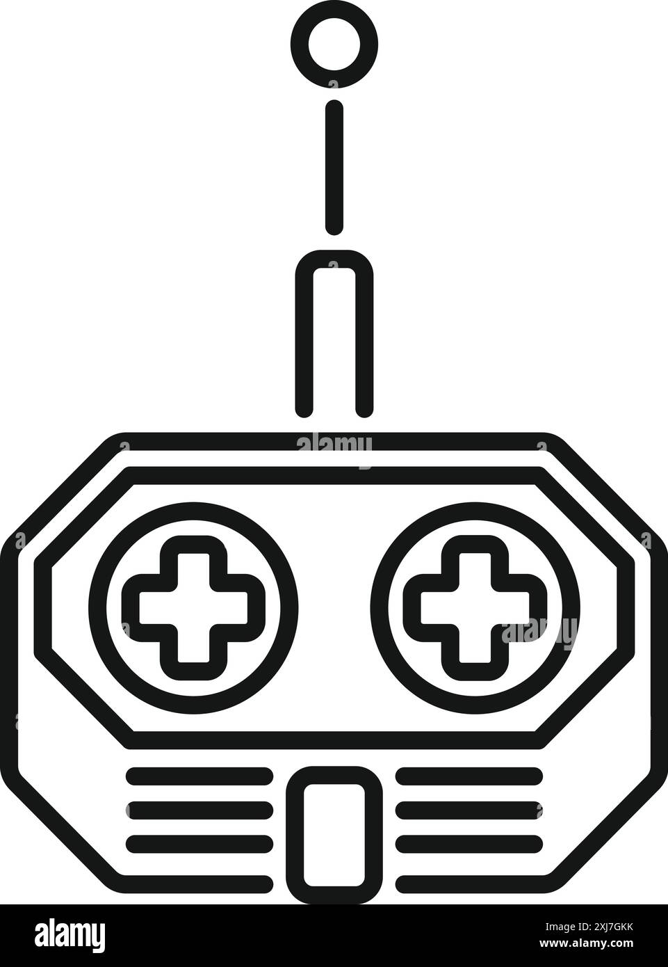 Line art icon of a remote control with an antenna, perfect for projects ...