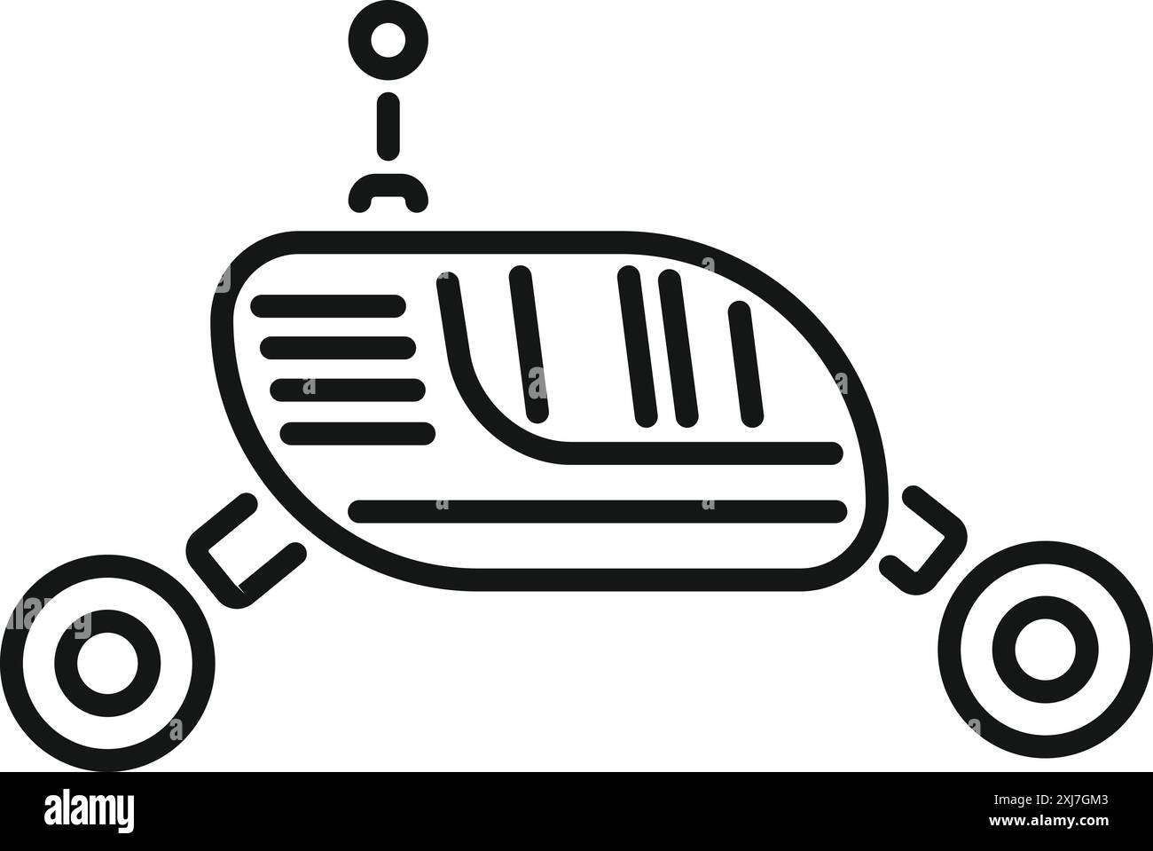 Mars rover exploring the surface of red planet line icon, astronomy ...