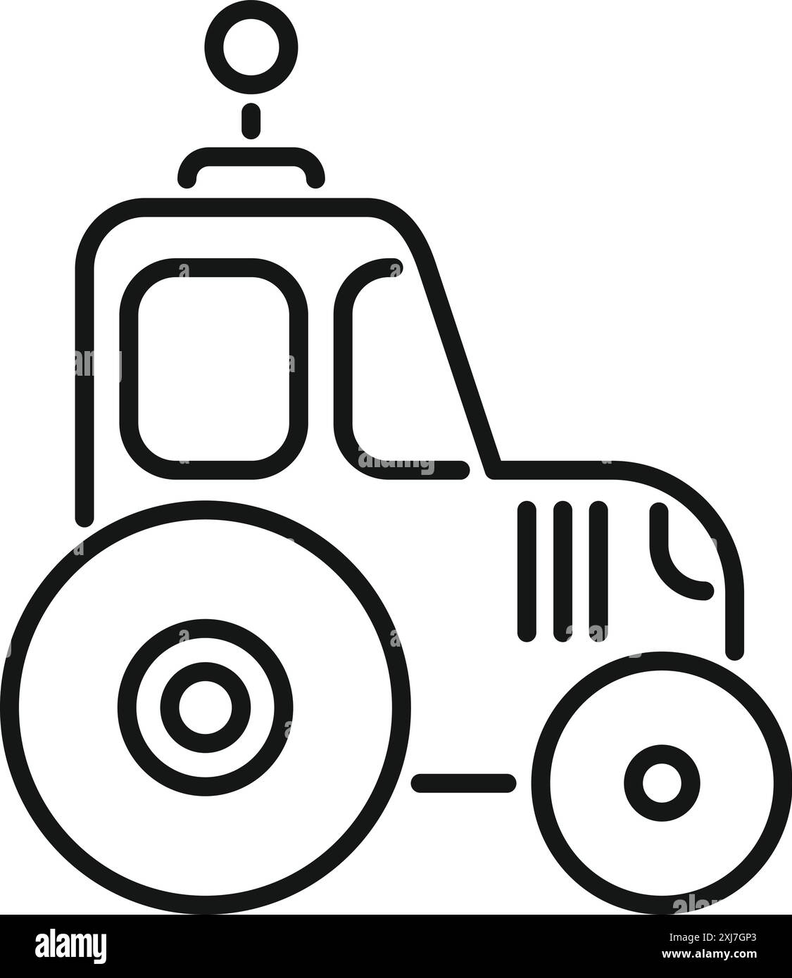 Simple icon of a smart farm tractor with antenna, representing ...
