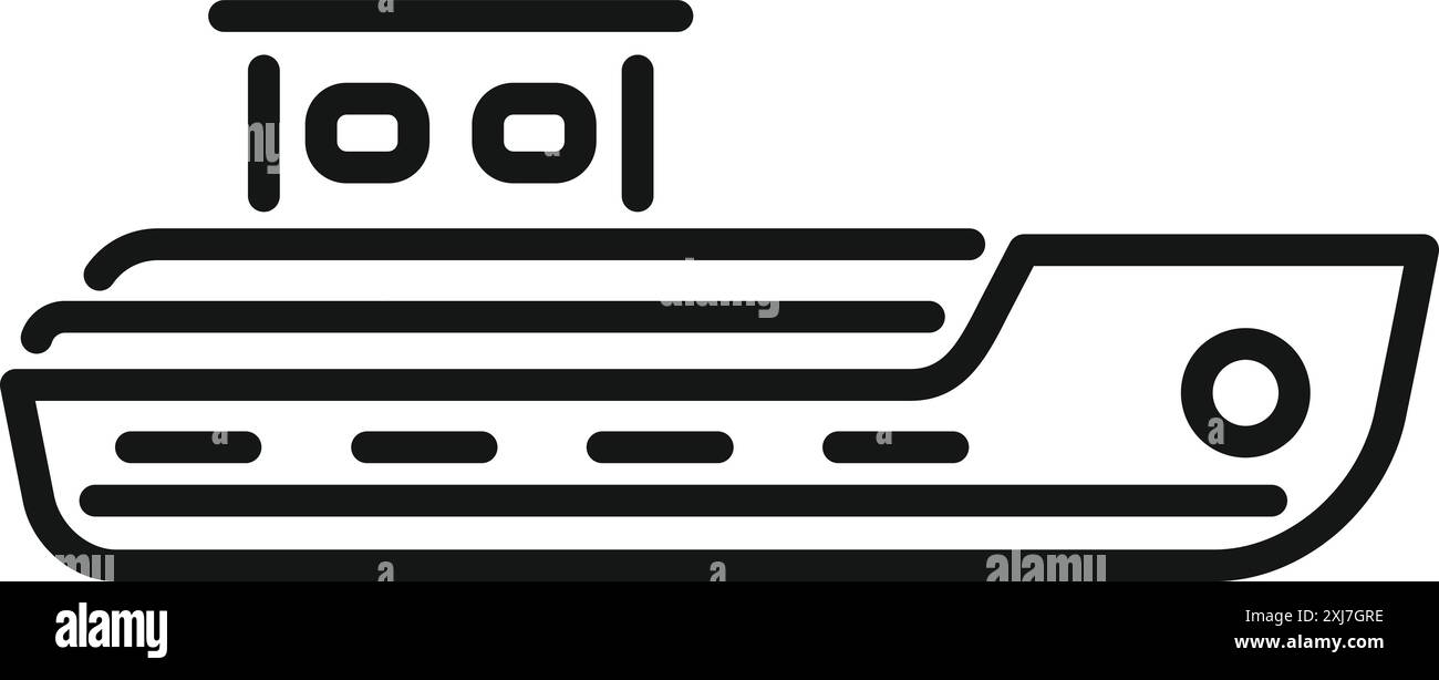 River boat floating on water icon thin line vector illustration Stock ...