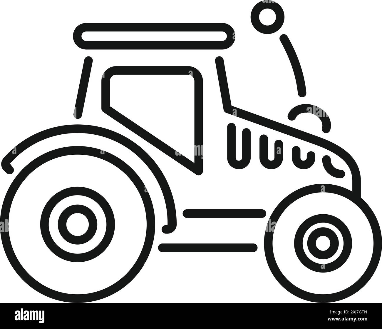 Powerful modern farm tractor working on fields for harvesting season line art icon Stock Vector ...