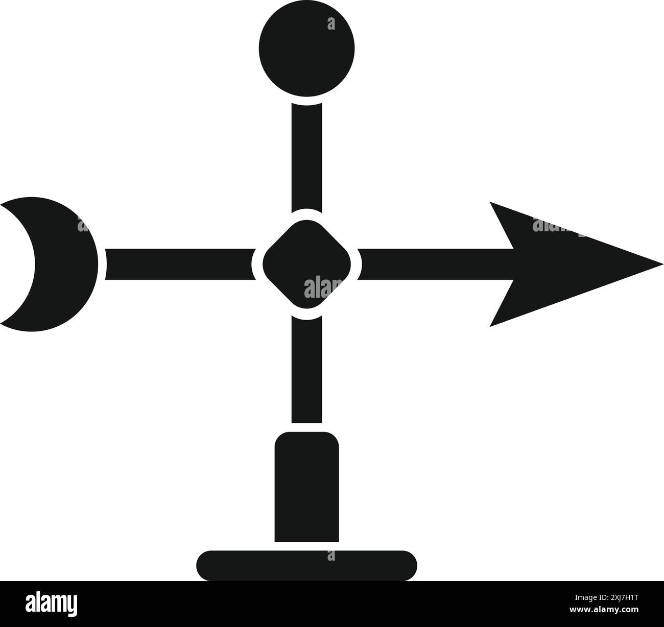 Black weather vane showing wind direction with arrow and cardinal ...