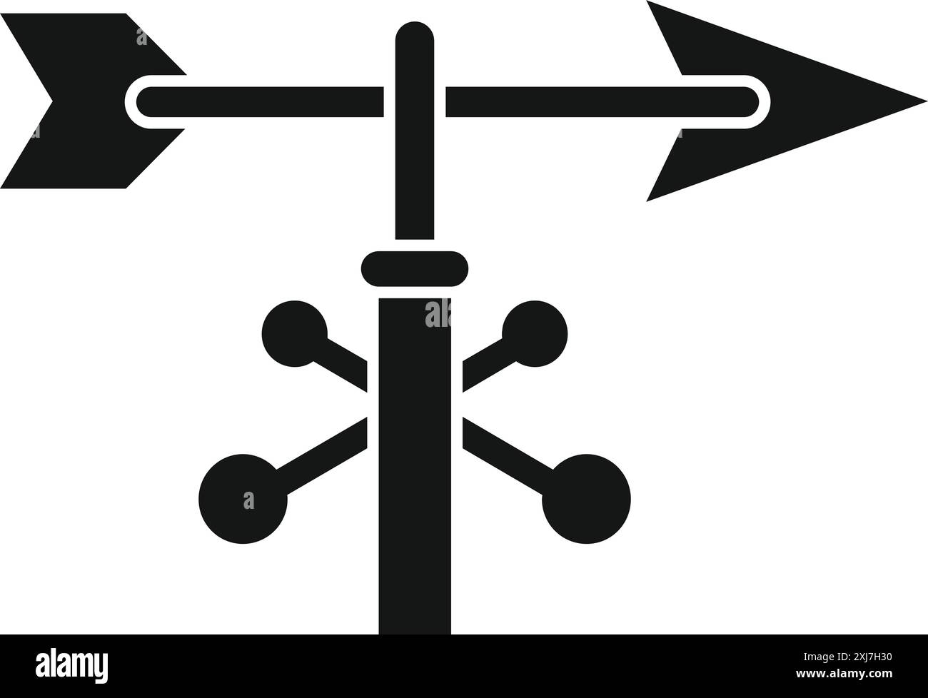 Black and white icon of a weather vane showing the direction of the ...