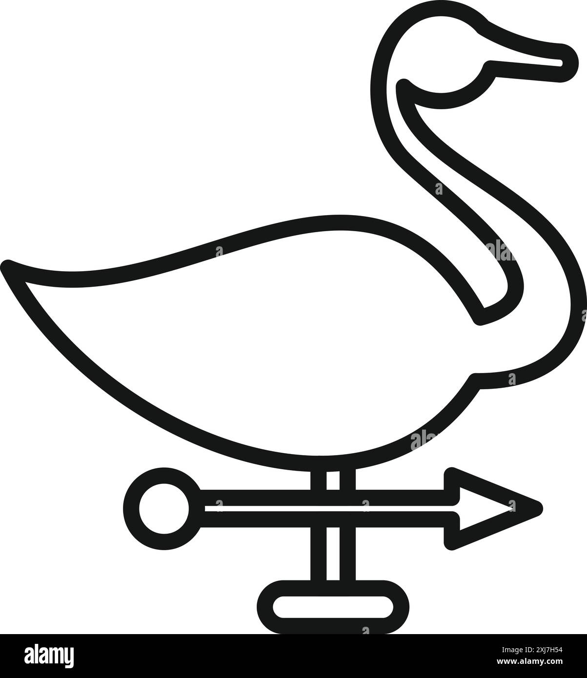 Line art icon of a weather vane showing wind direction with a duck ...