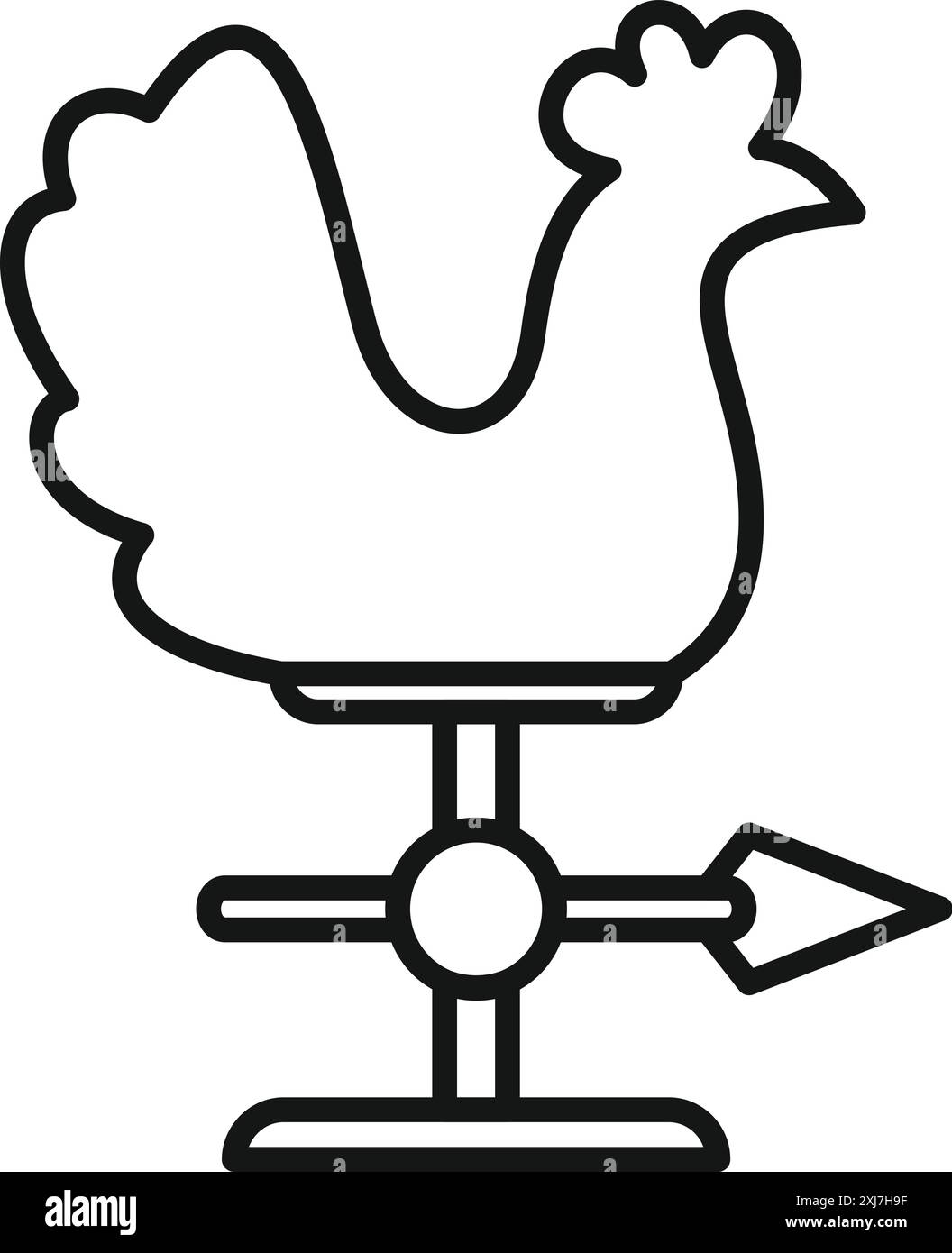 Simple line icon of a weather vane with a chicken on top, indicating ...
