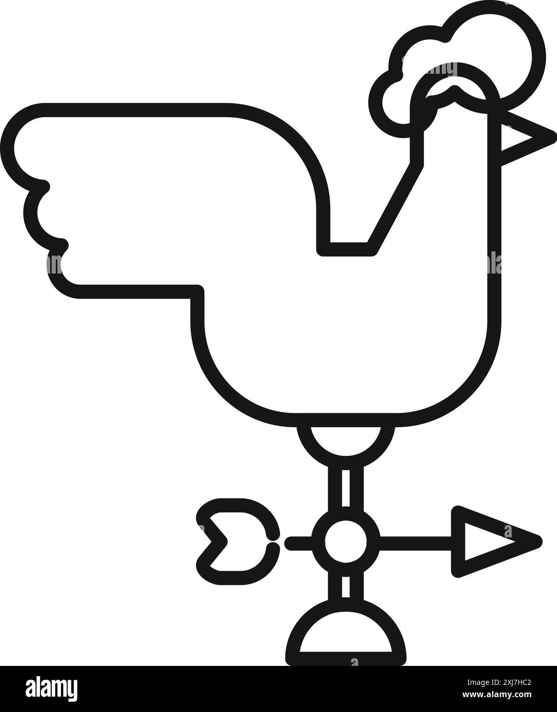 Line art icon of a weather vane with a rooster showing the direction of ...