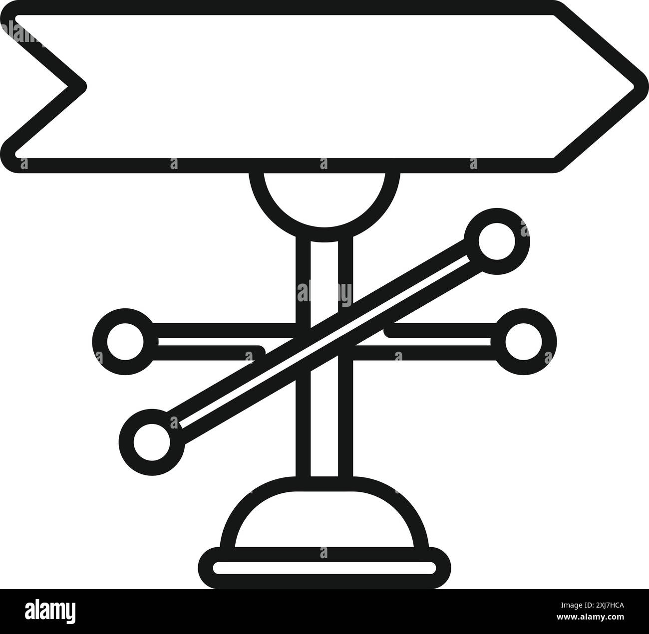 Simple, clear street signpost is standing, showing the direction with ...