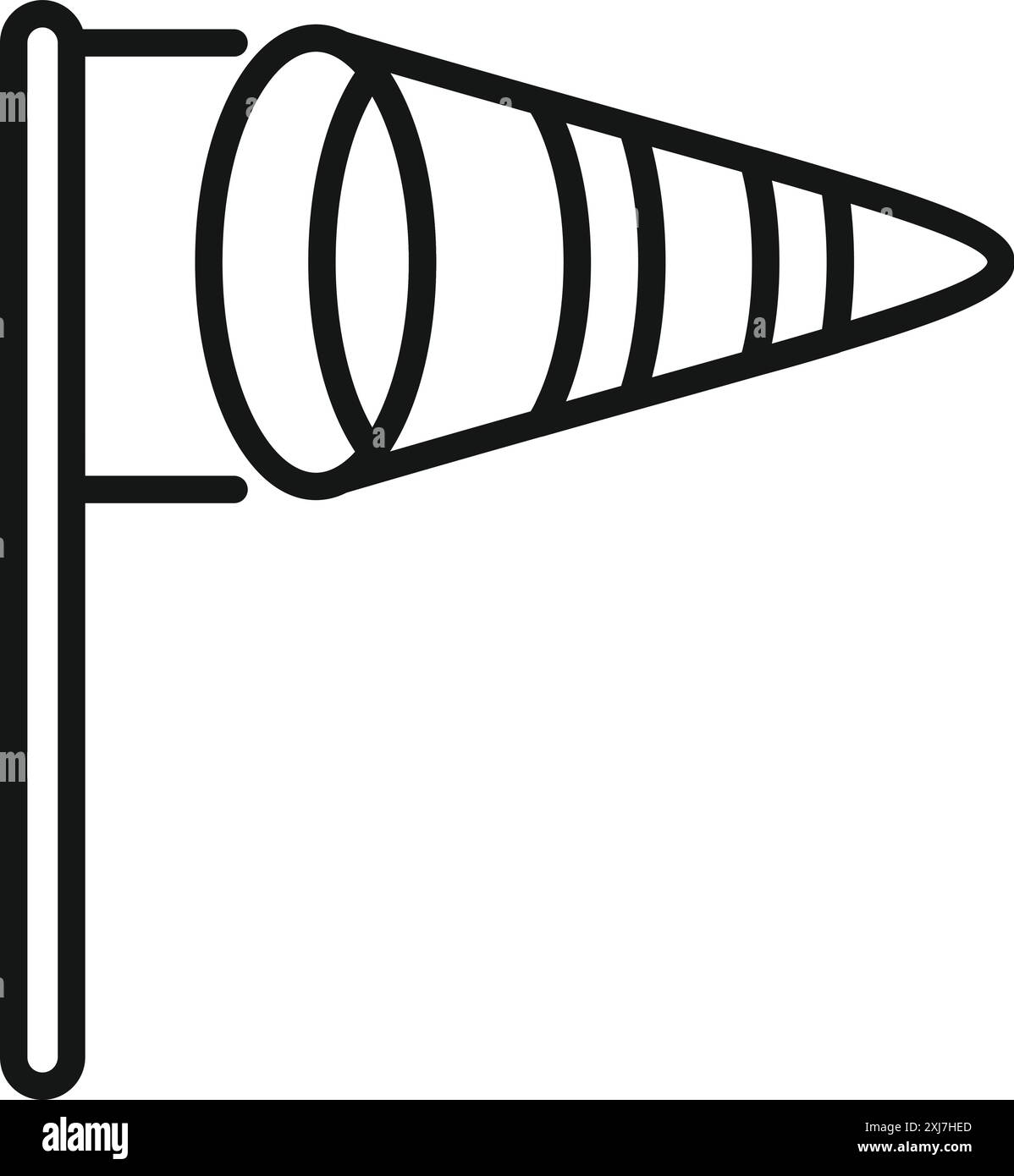 Windsock indicating wind direction and speed, a simple line icon design ...