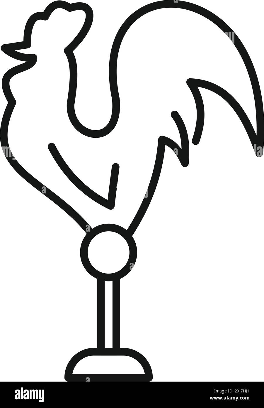 Line art icon of a proud rooster crowing, symbolizing france and its ...