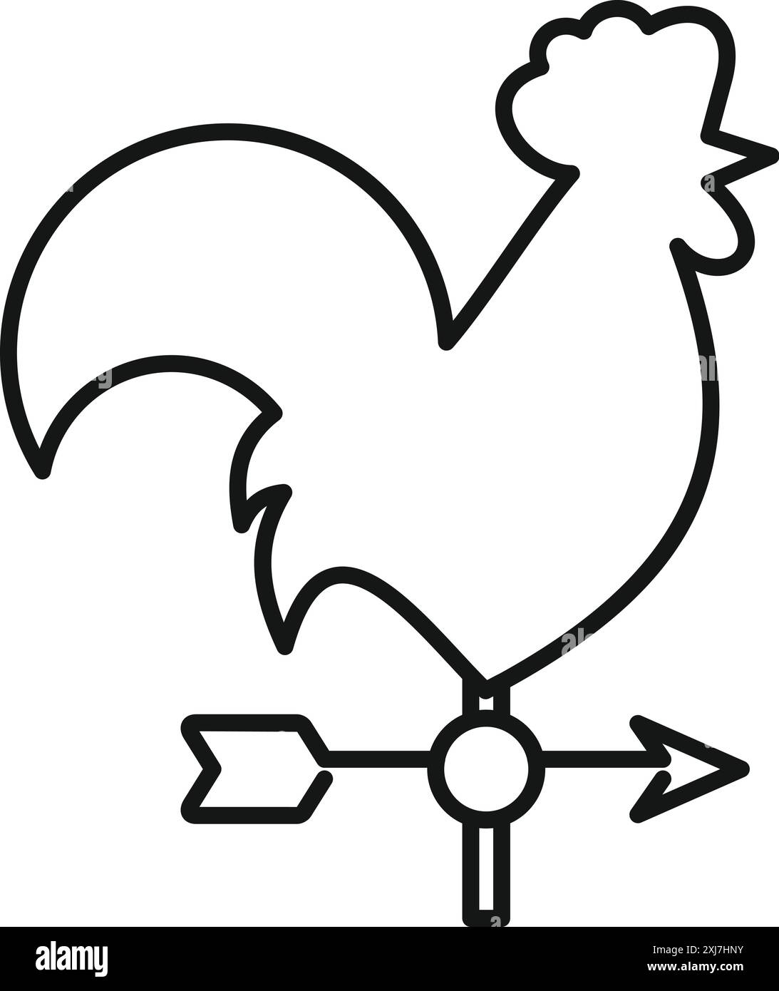 Line drawing of a weather vane showing a rooster indicating wind ...