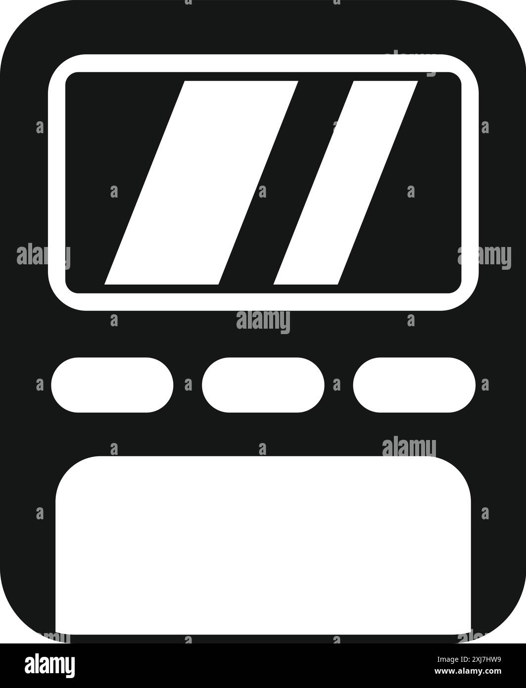 Electronic device showing bar graph with buttons below, in black and ...