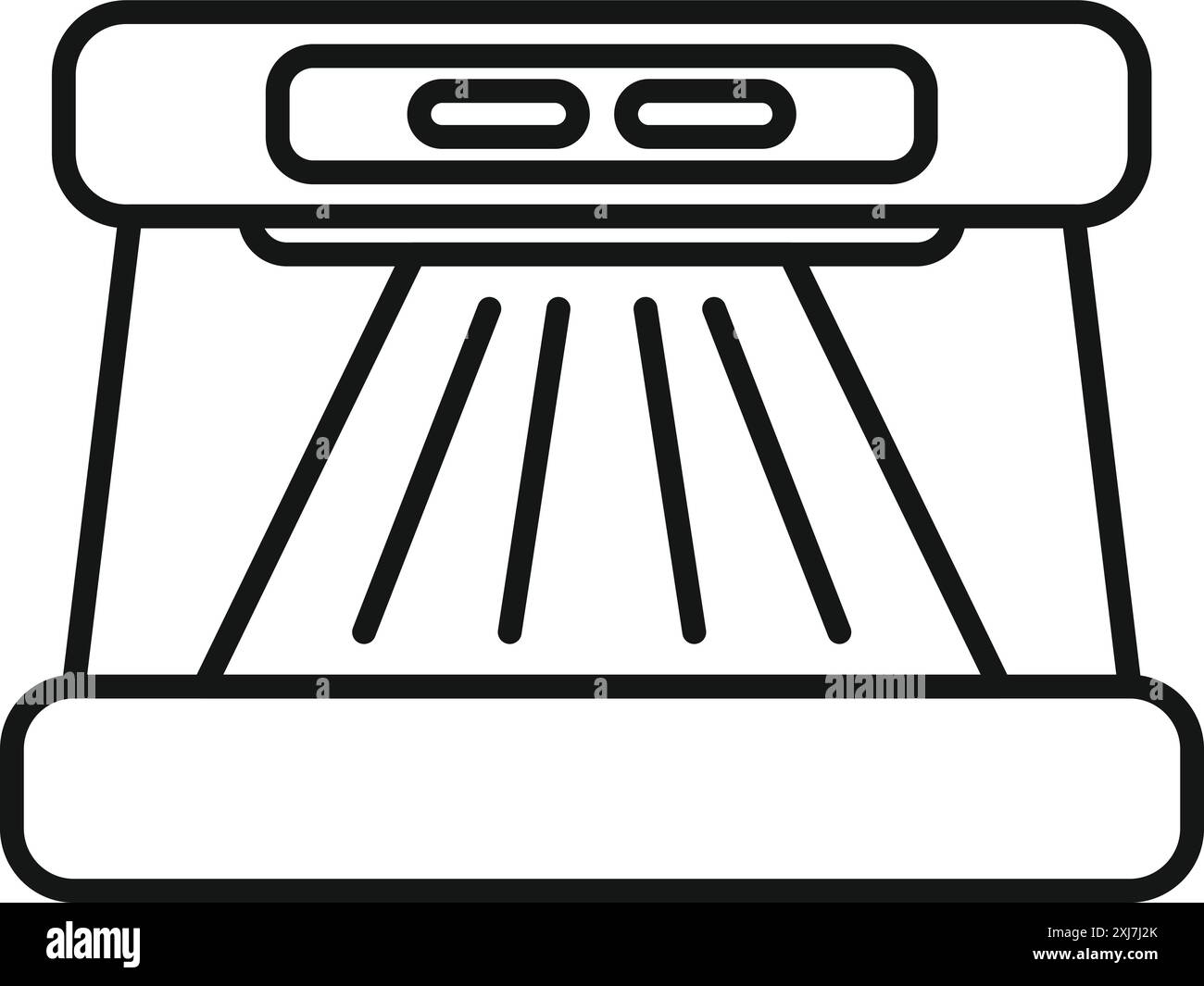 Solarium lamp emitting ultraviolet rays icon. Outline solarium lamp ...