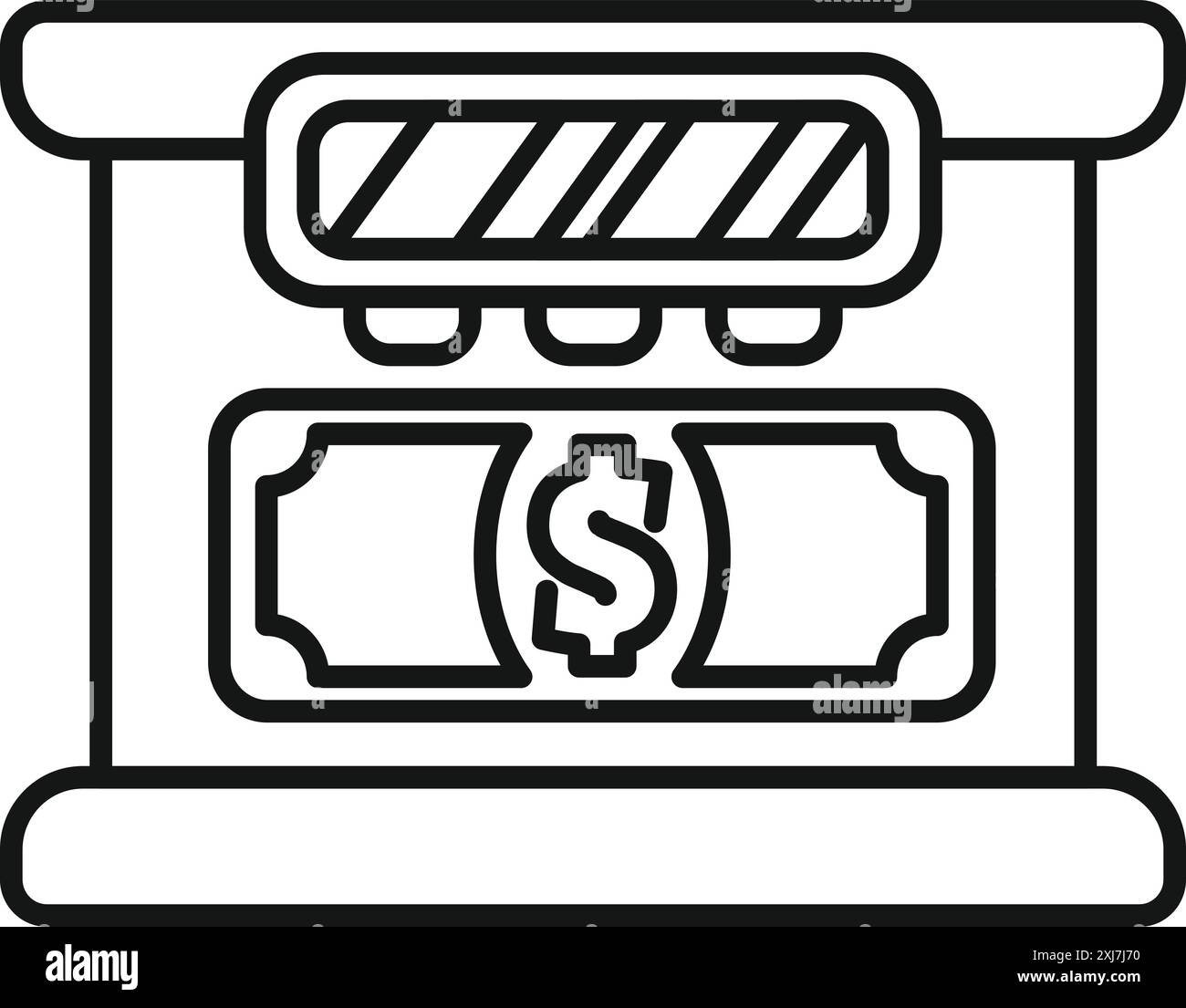 Line art style icon of an atm cash machine accepting a money bill Stock ...